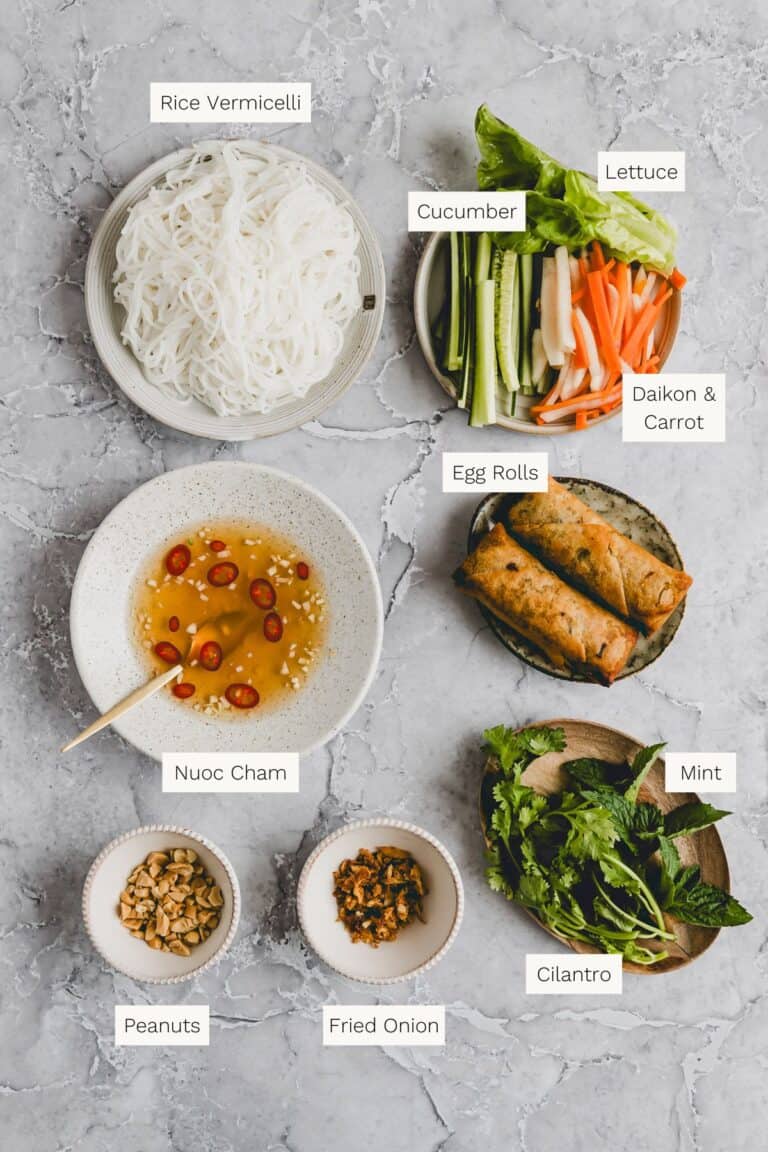 Bun Cha Gio - Vietnamese Noodle Salad with Spring Rolls | Aline Made